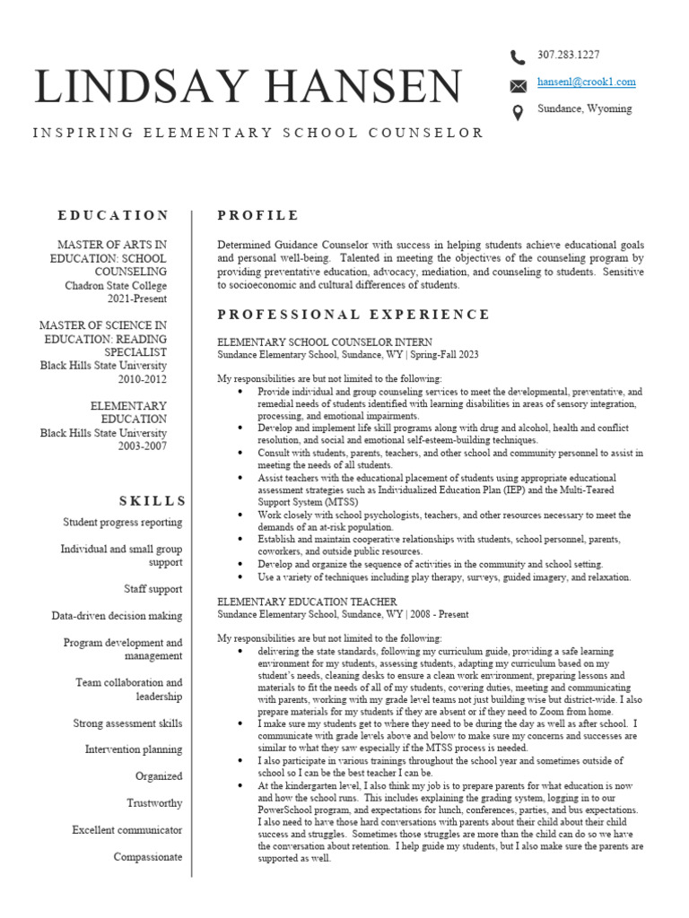 Resume Hansen | PDF | Individualized Education Program | Learning