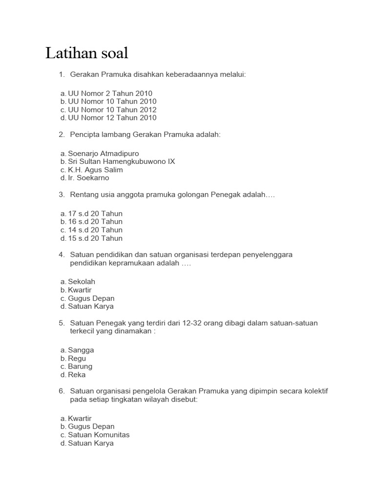 Latihan Soal Pramuka Penegak | PDF