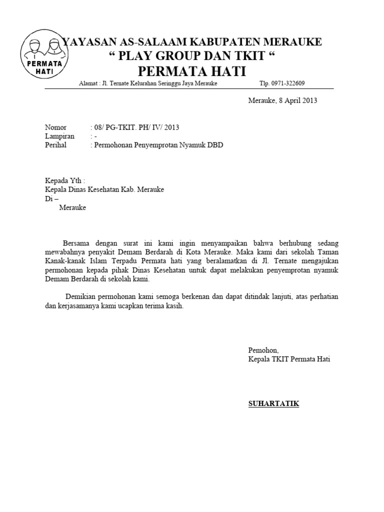 Surat Permohonan Penyemprotan DBD | PDF