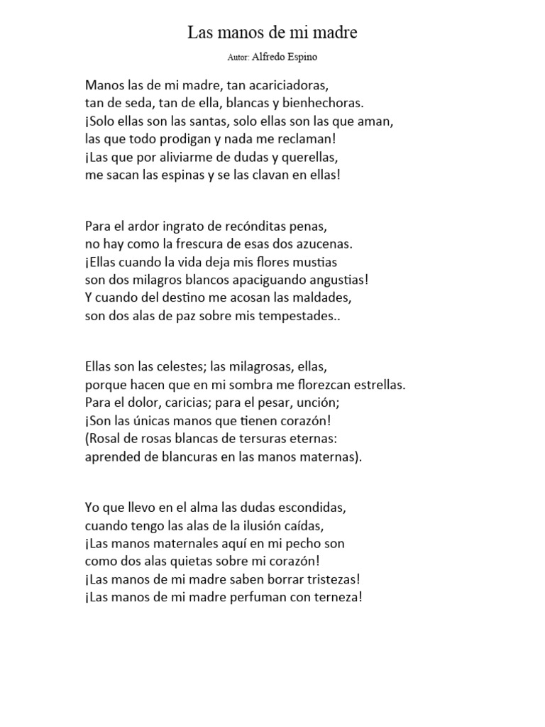 Poesia Las Manos de Mi Madre | PDF