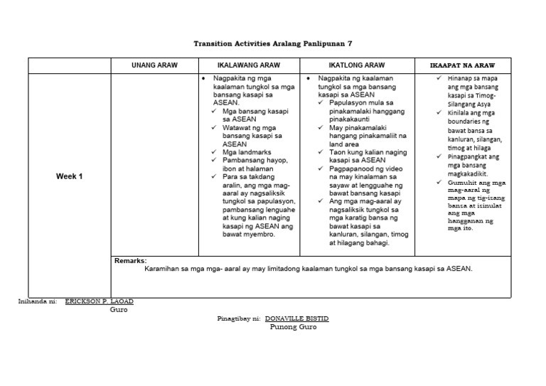 Transition - Week 1 | PDF