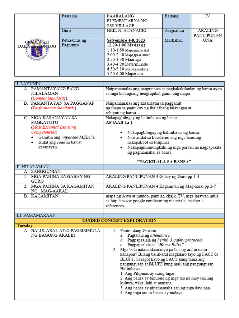 DLL AP4 Q1 Week 2 2023-2024 | PDF