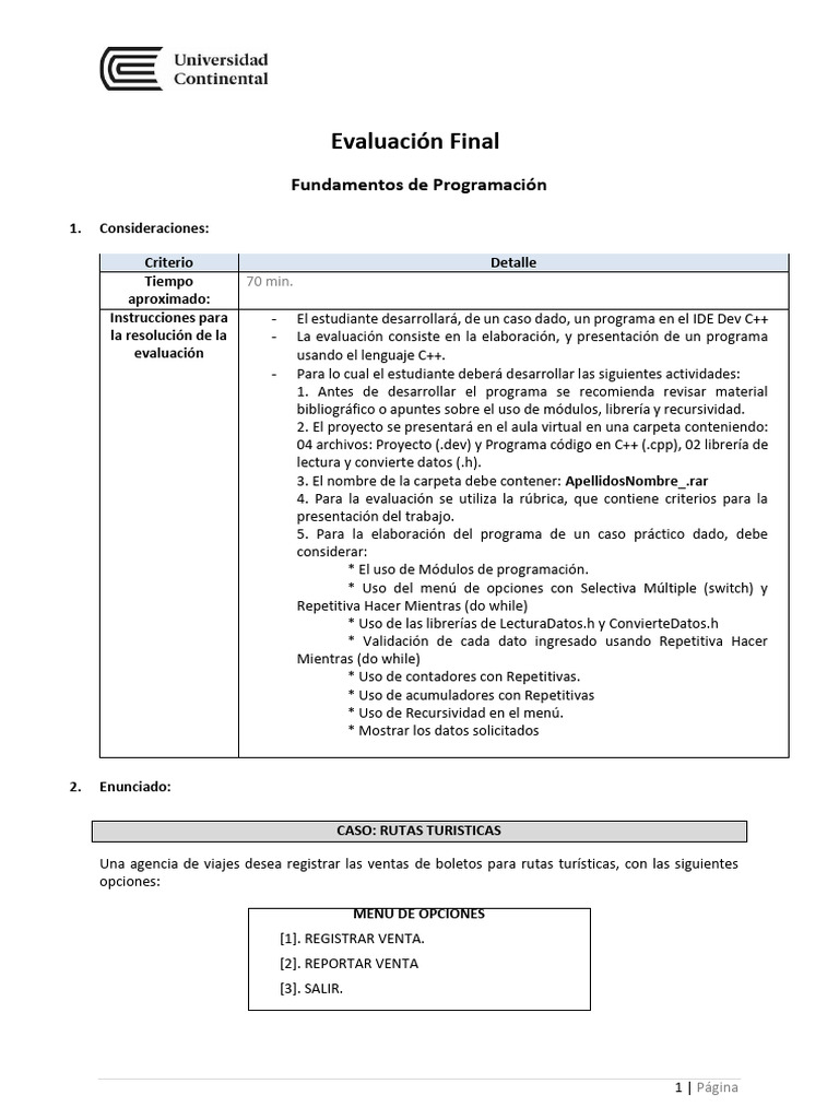 Examen Final Fundamentos de Programacion | PDF | Programación de computadoras | Porcentaje