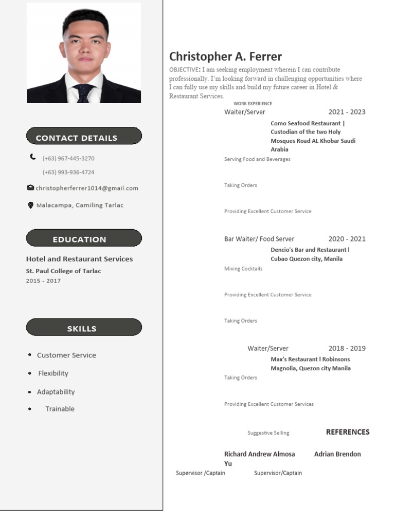 Updated Christopher Ferrer CV | PDF