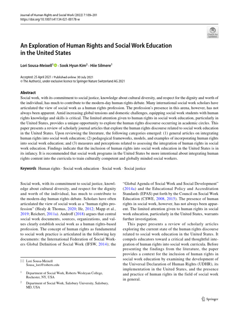 Human Rights and Social Work Education | PDF | Human Rights | Social Work