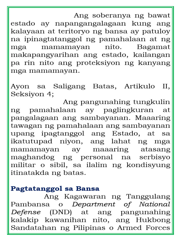 Pagtatanggol Sa Teritoryo at Hangganan NG Bansa | PDF Pagtatanggol Sa Teritoryo at Hangganan NG Bansa | PDF
