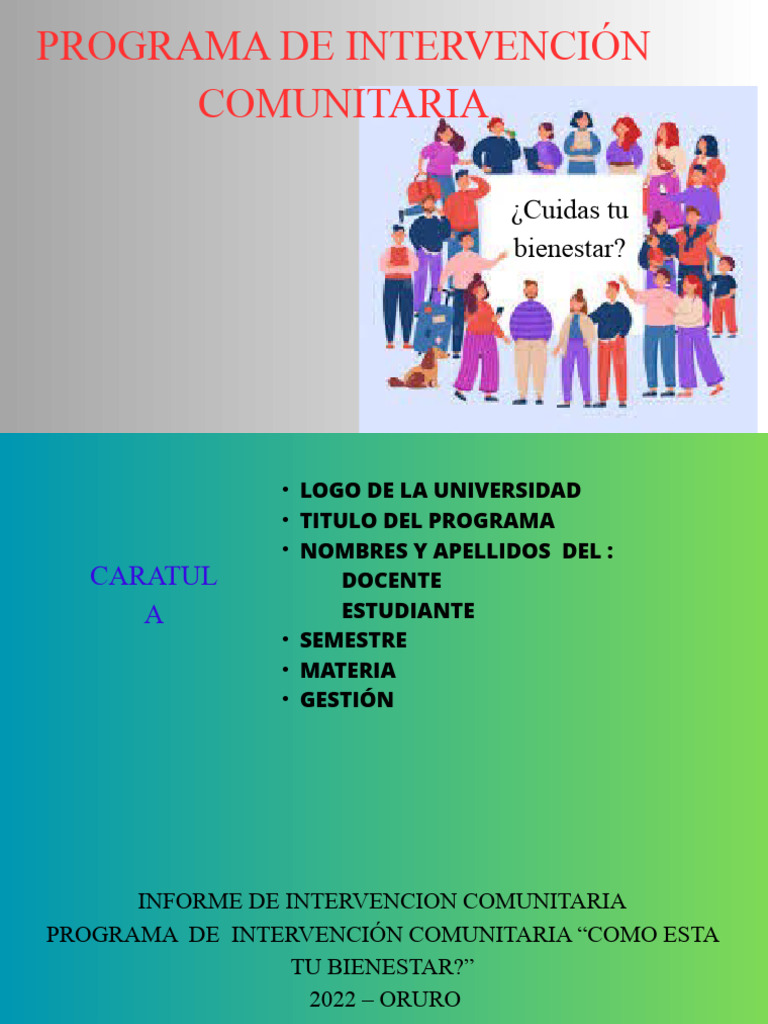 Programa de Intervencion Comunitaria | PDF | Diseño | Comportamiento
