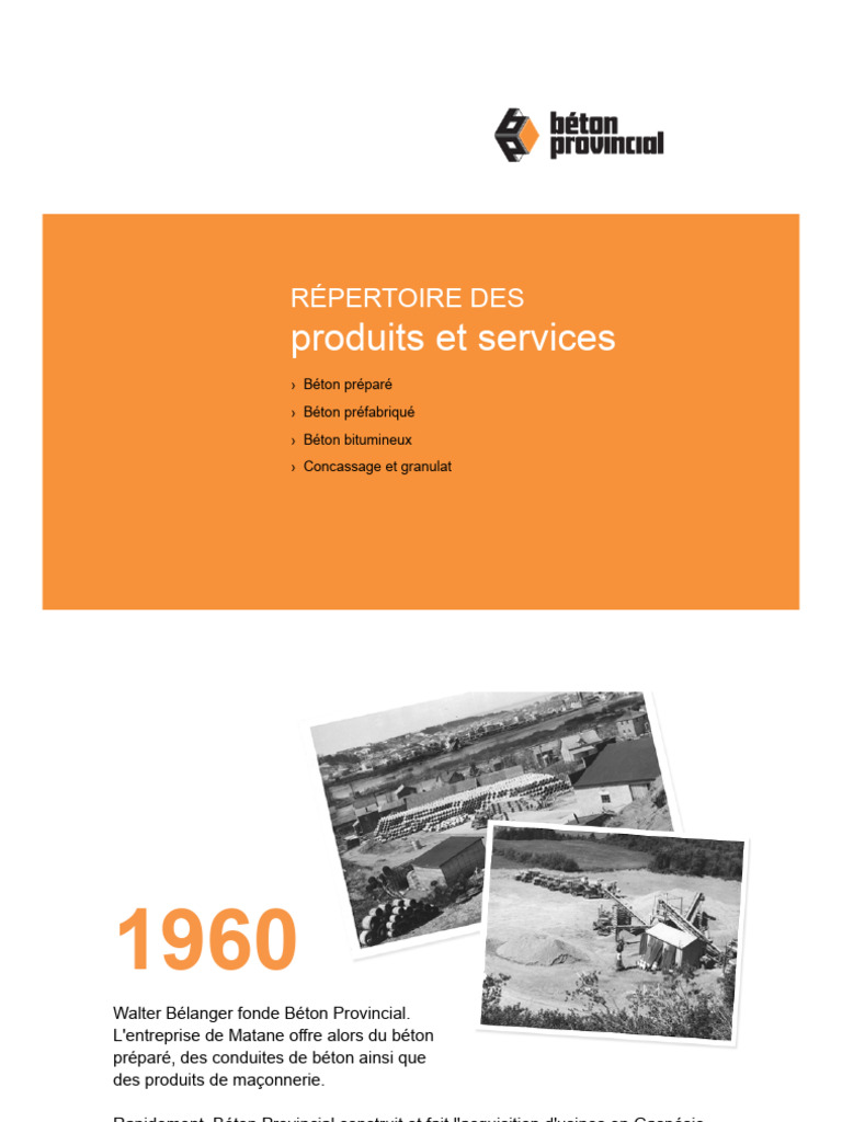 Répertoire des produits de béton Québec | PDF | Québec | Ingénierie civile