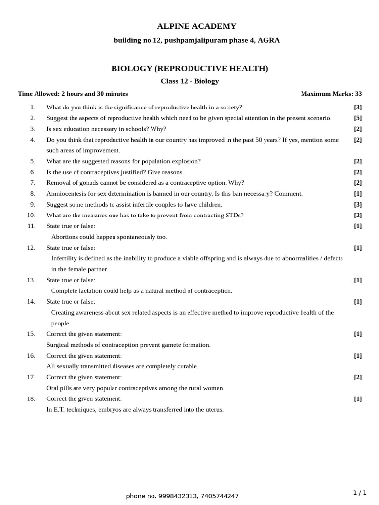 Reproductive Health | PDF | Birth Control | Infertility