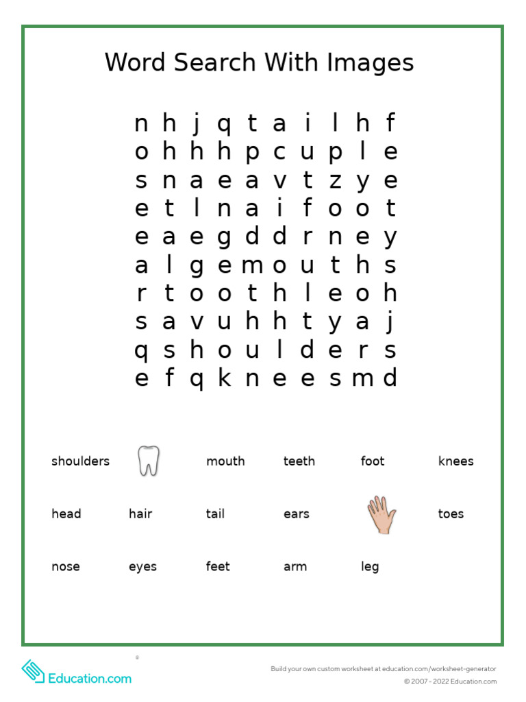 Worksheet Parts of The Body Crossword | PDF