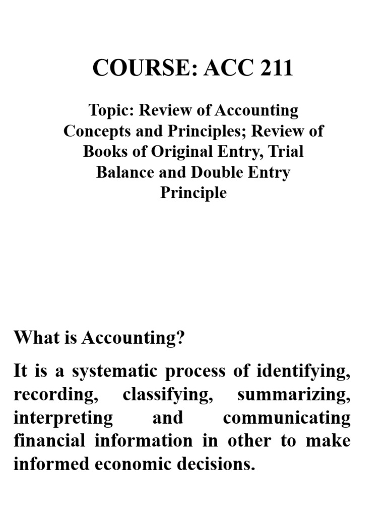 Review of Accounting Concepts and Principles | PDF | Debits And Credits ...