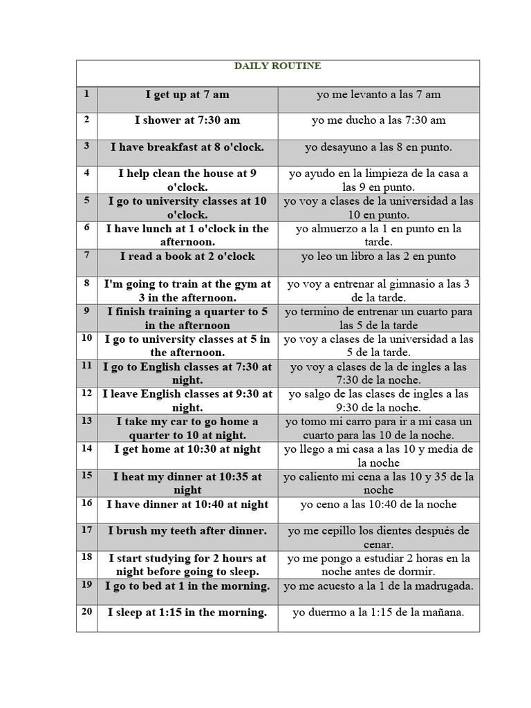 Daily Routine | PDF