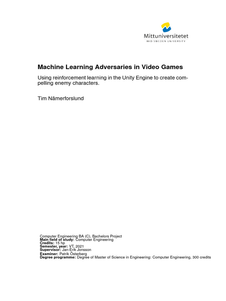 Machine Learning Adversaries in Video Games | PDF | Machine Learning ...