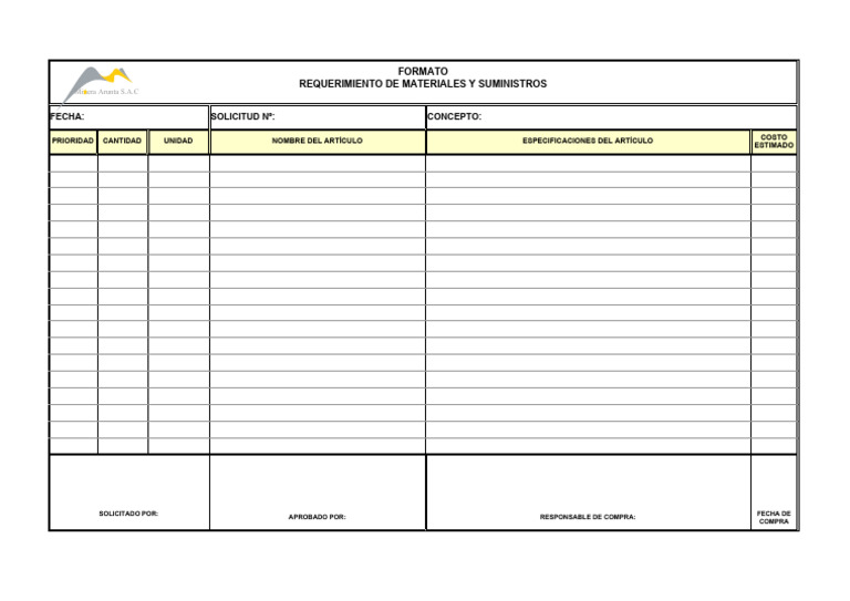 FORMATO REQUERIMIENTO Mina | PDF