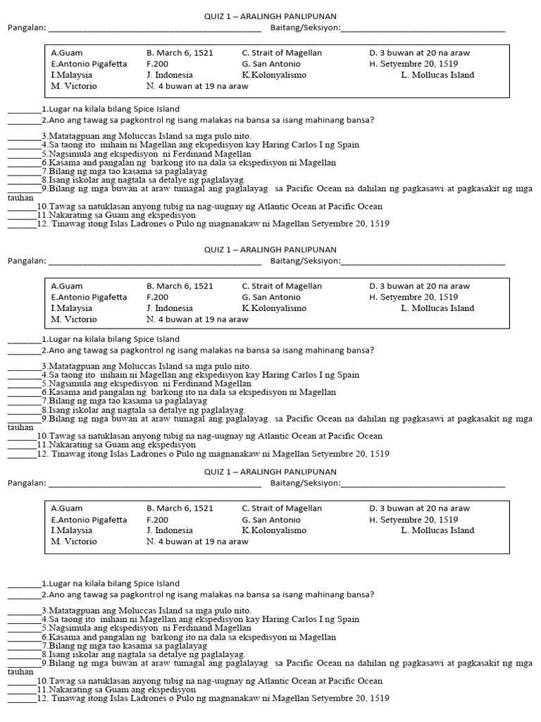 AP 5 QUIZ 1-Quarter 2 | PDF