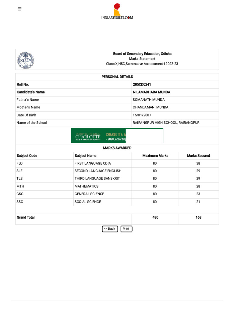 Bse-Odisha Result of HSC Examination Sa-I Result 2022-2023 - Board of ...