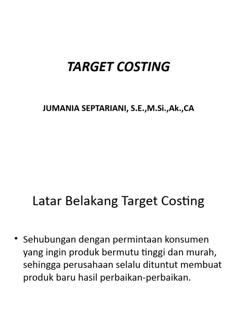 Bab 8 Target Costing | PDF