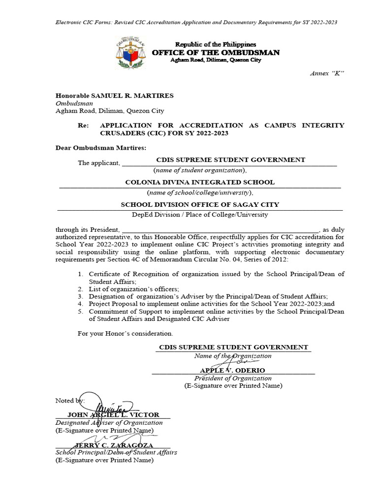 CIC Accreditation Forms 2022-2023 | PDF | Trees