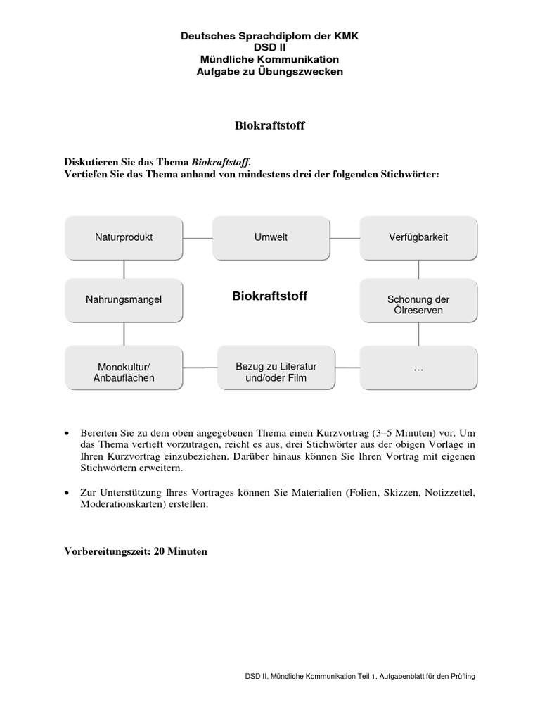 DSD II MK Übungsmaterial Biokraftstoff | PDF