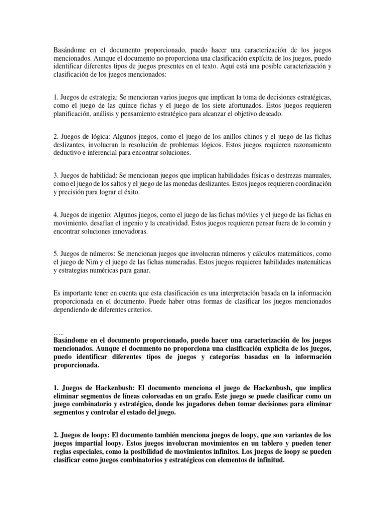 Clasificación Juegos | PDF