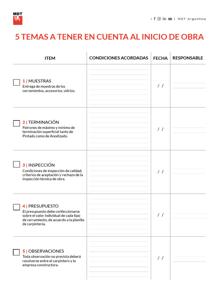 MDT Check List Final de Obra | PDF