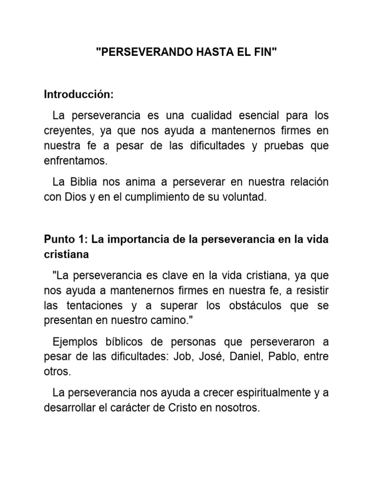 Perseverando Hasta El Fin | PDF