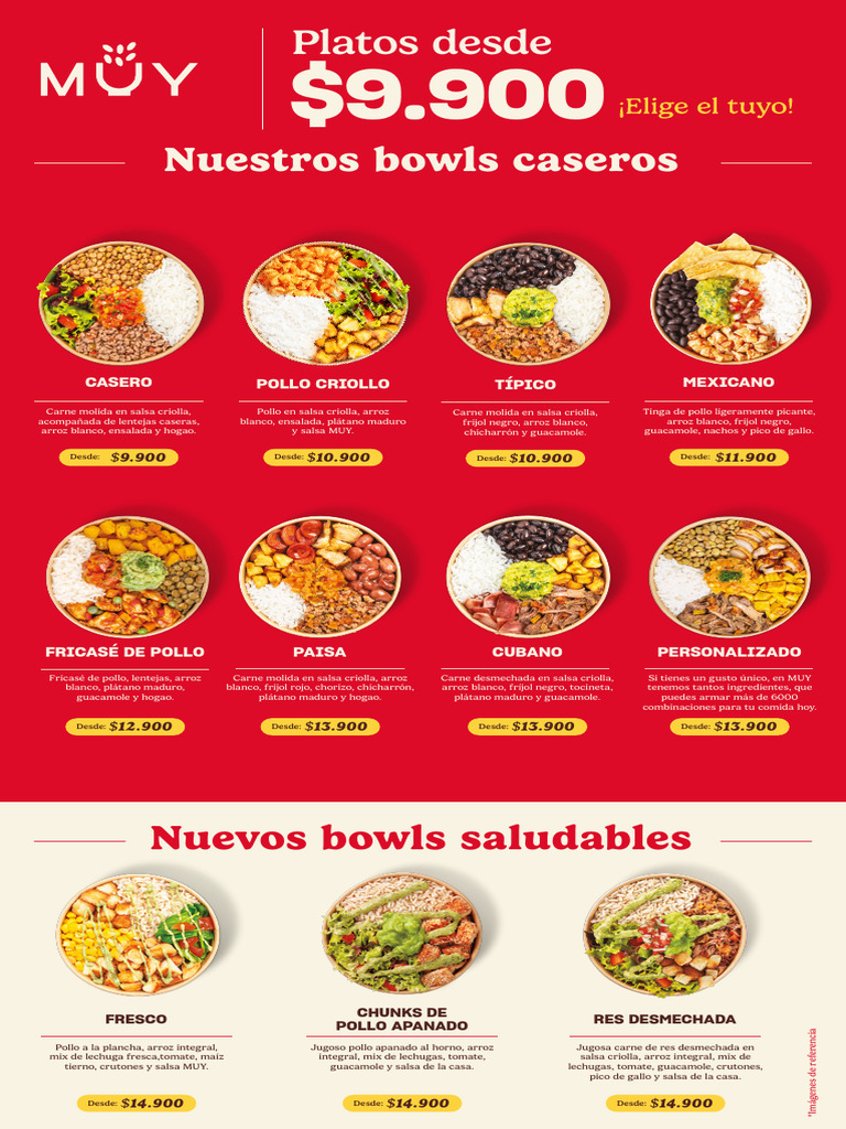 Menú de Bowls Caseros y Precios | PDF | Alimentos | Cocina occidental