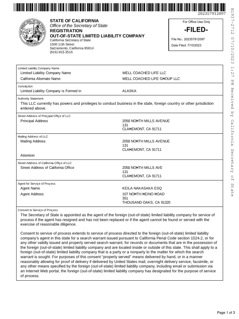 Out-of-State Registration LLC | PDF