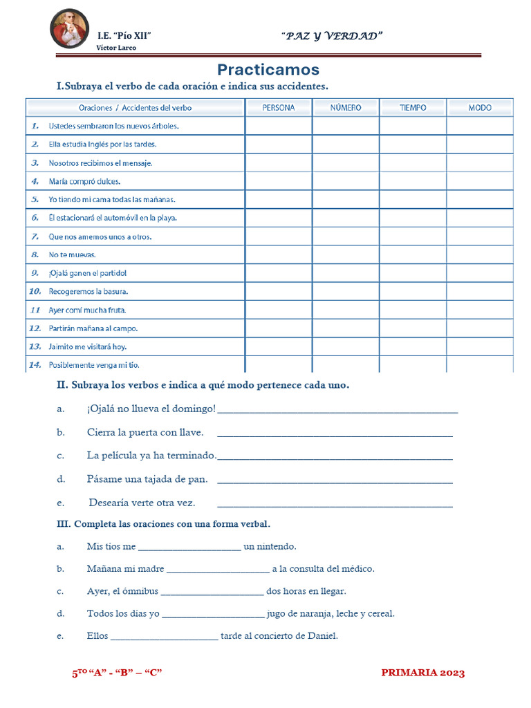 PRACTICA VERBOS | PDF