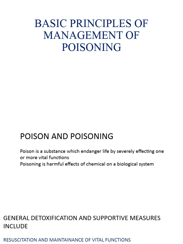 Basic Principle of Management of Poisoning3 | PDF | Cardiopulmonary ...