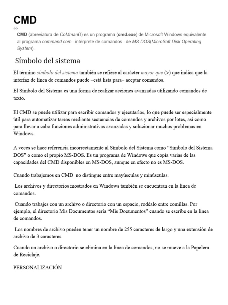Comandos Cmd | PDF | Archivo de computadora | Microsoft Windows