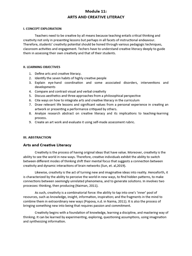 Module 11 | PDF | Creativity | Motor Coordination