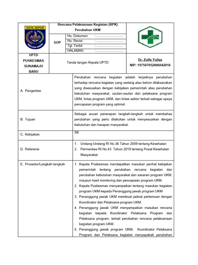SOP RPK Perubahan | PDF