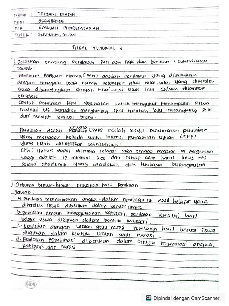 TT 3 Evaluasi Triyani | PDF