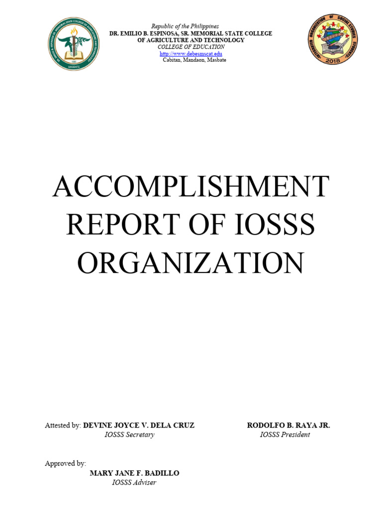 Accomplishment Report of Iosss Organization 1 1 | PDF