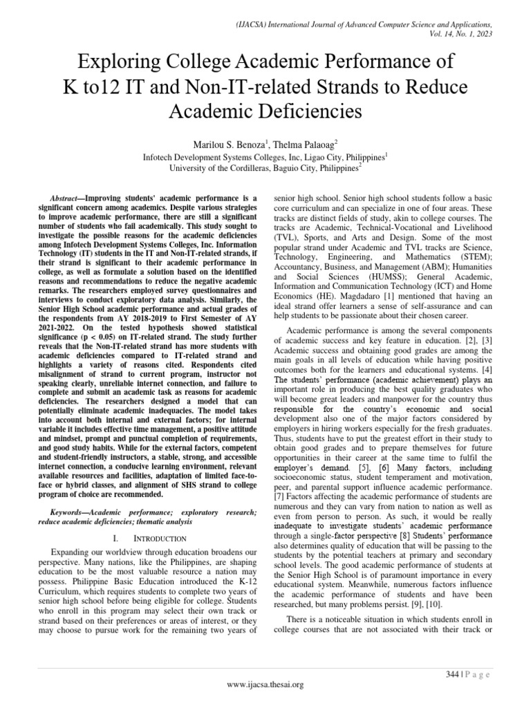 Reducing Academic Deficiencies in IT Students | PDF | Science | Science ...