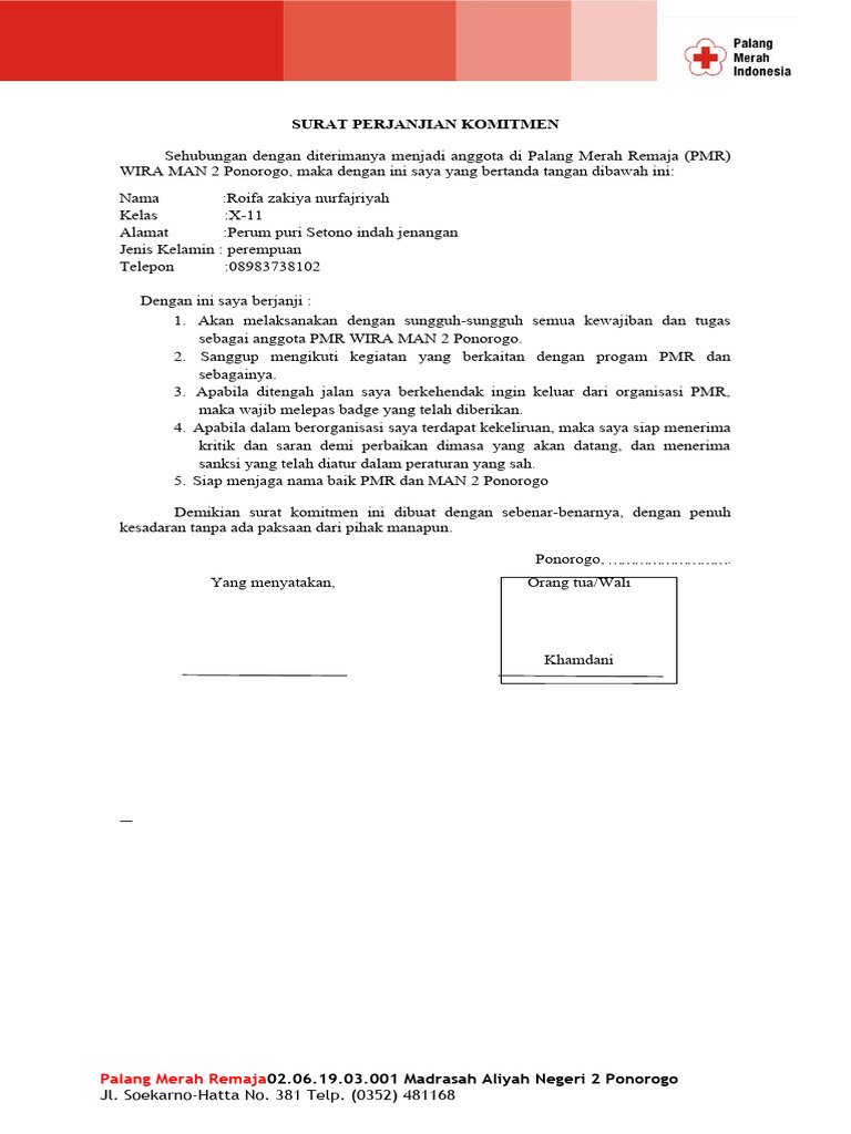 Surat Perjanjian PMR | PDF