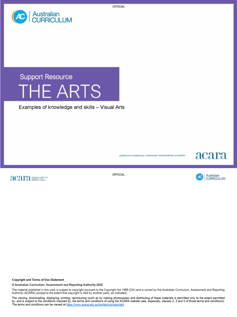 Examples of Knowledge and Skills The Arts Visual Arts v9 | PDF