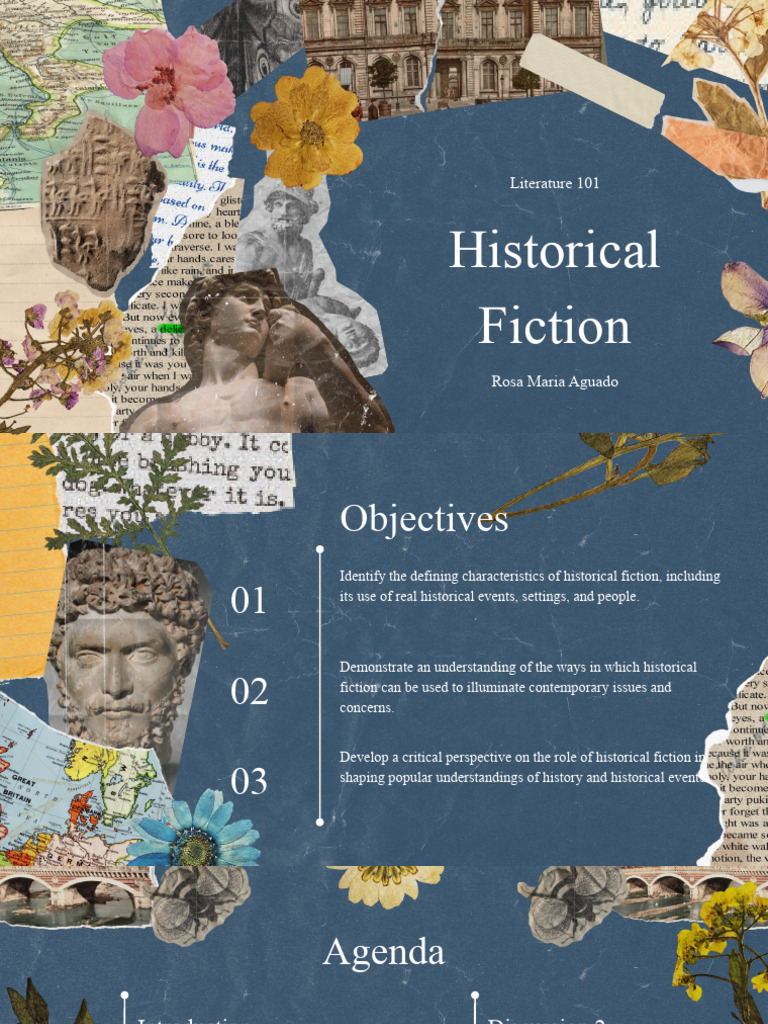 Blue and Brown Collage Textured Literature Historical Fiction ...