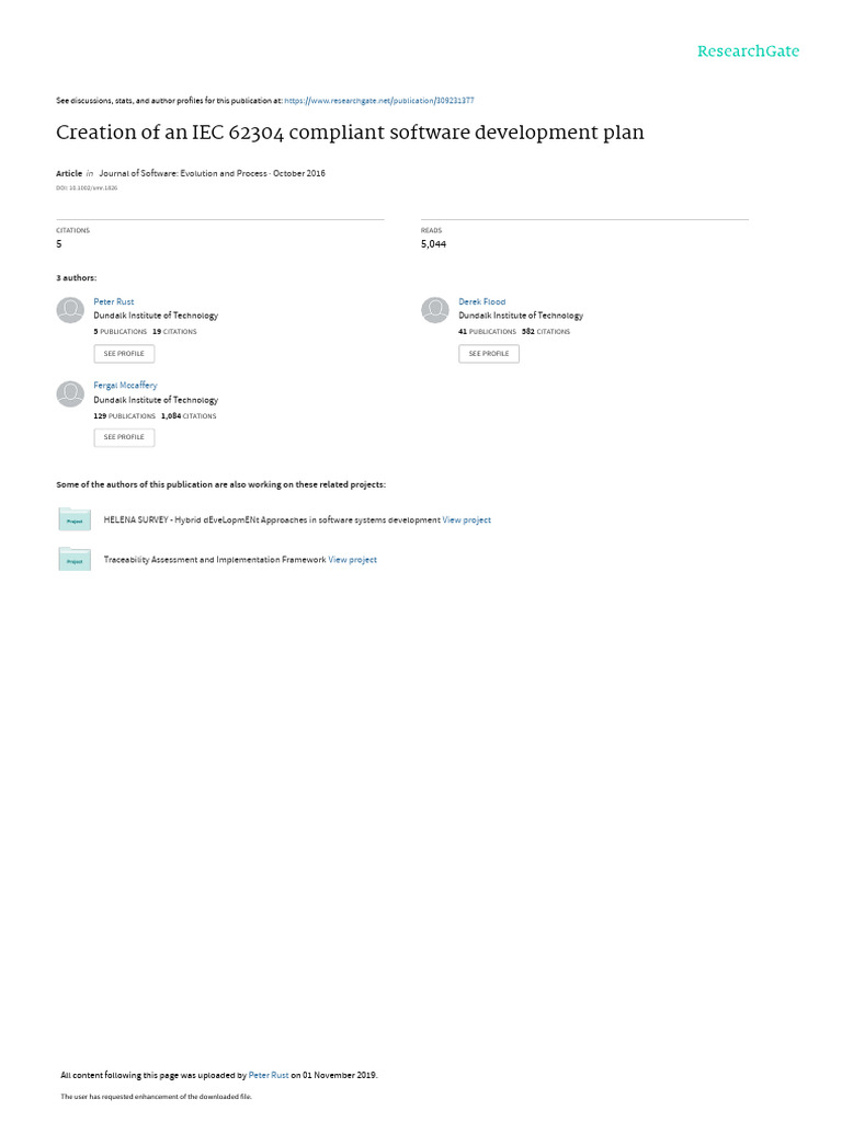 (Pub) Creation of An IEC 62304 Compliant Software Development Plan ...