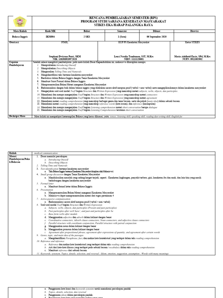 RPS Bahasa Inggris 2021 | PDF
