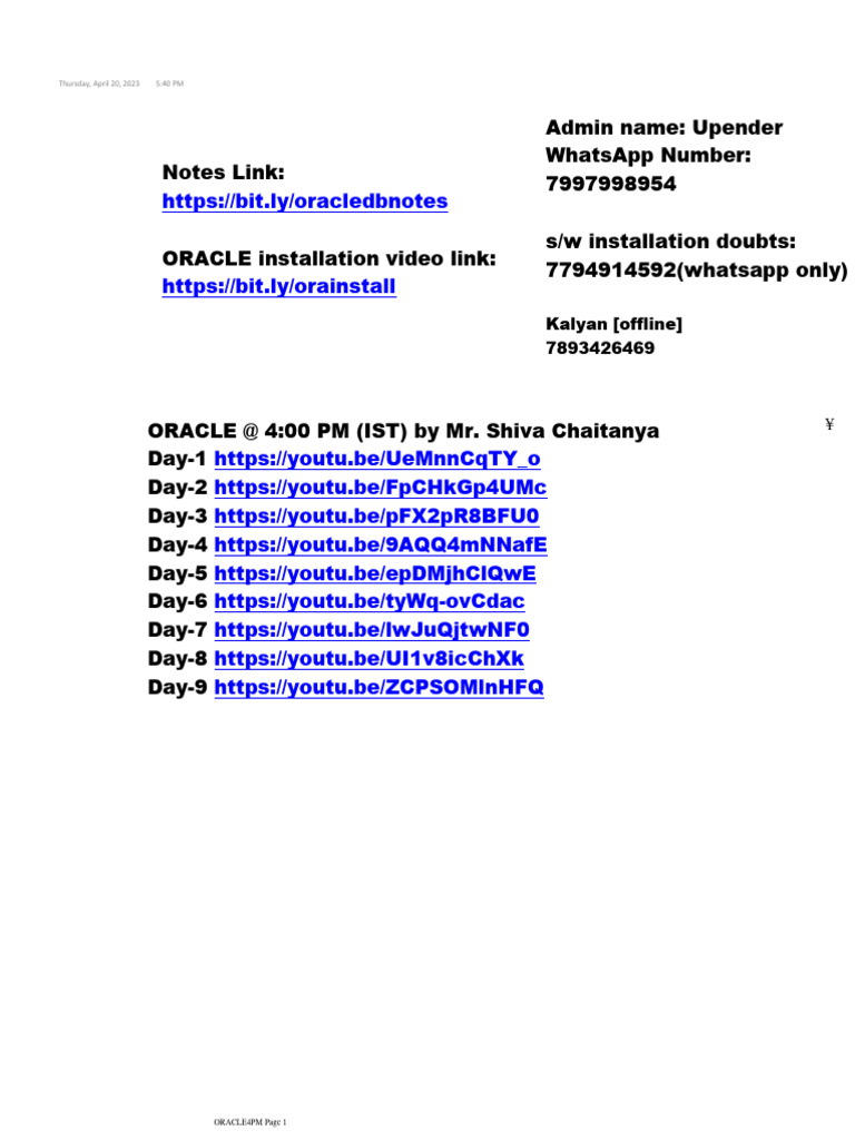 ORACLE4PM | PDF | Relational Database | Sql