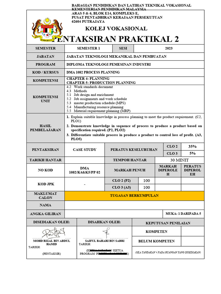 PB PENTAKSIRAN PRAKTIKAL 2 (Kertas Soalan) | PDF