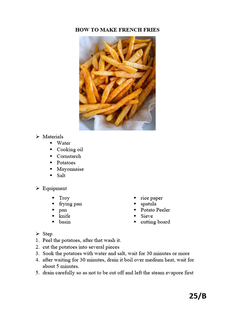 How To Make French Fries | PDF