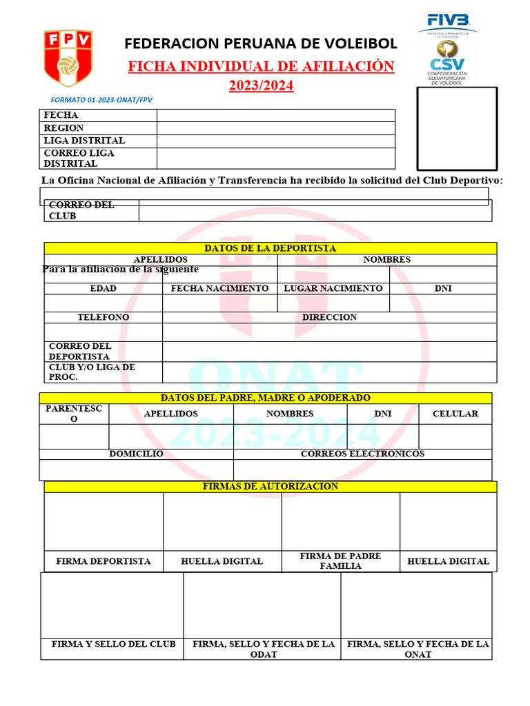 Onat 01 Ficha de Afiliación | PDF
