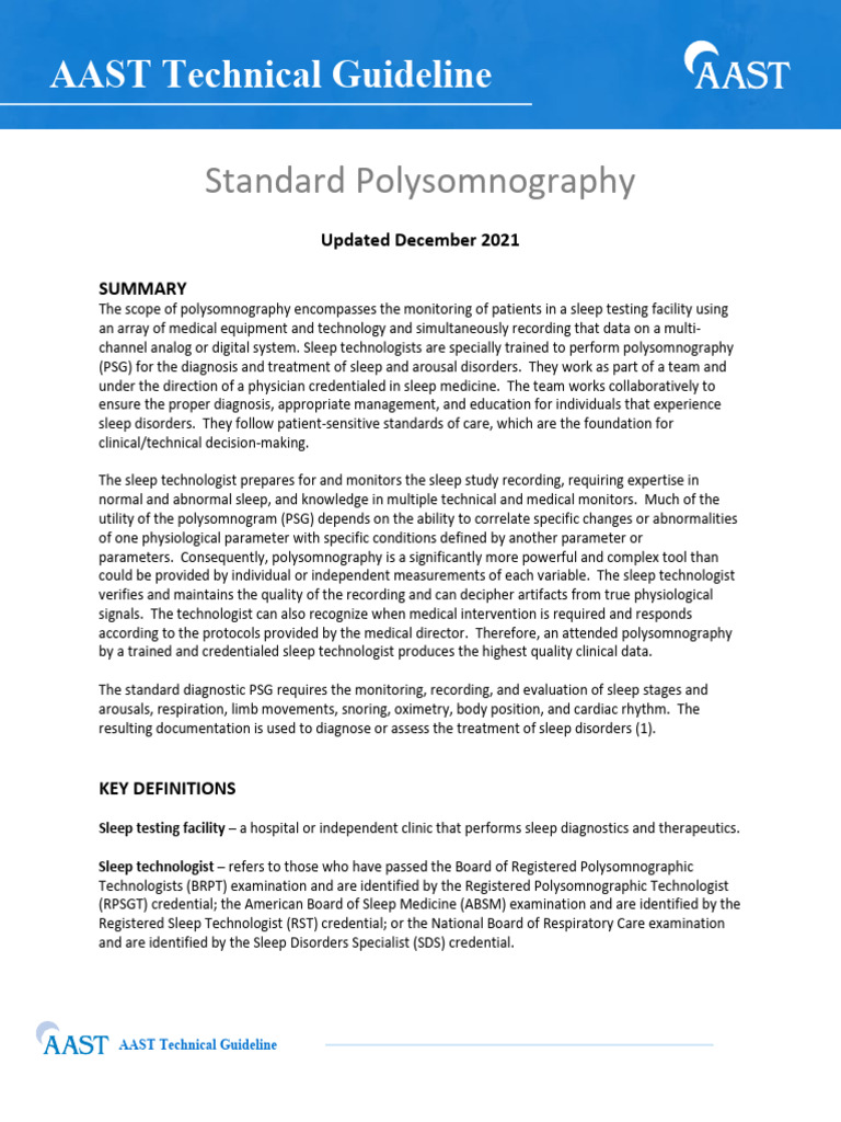 AAST PSG Guideline Final | PDF | Electroencephalography | Clinical Medicine