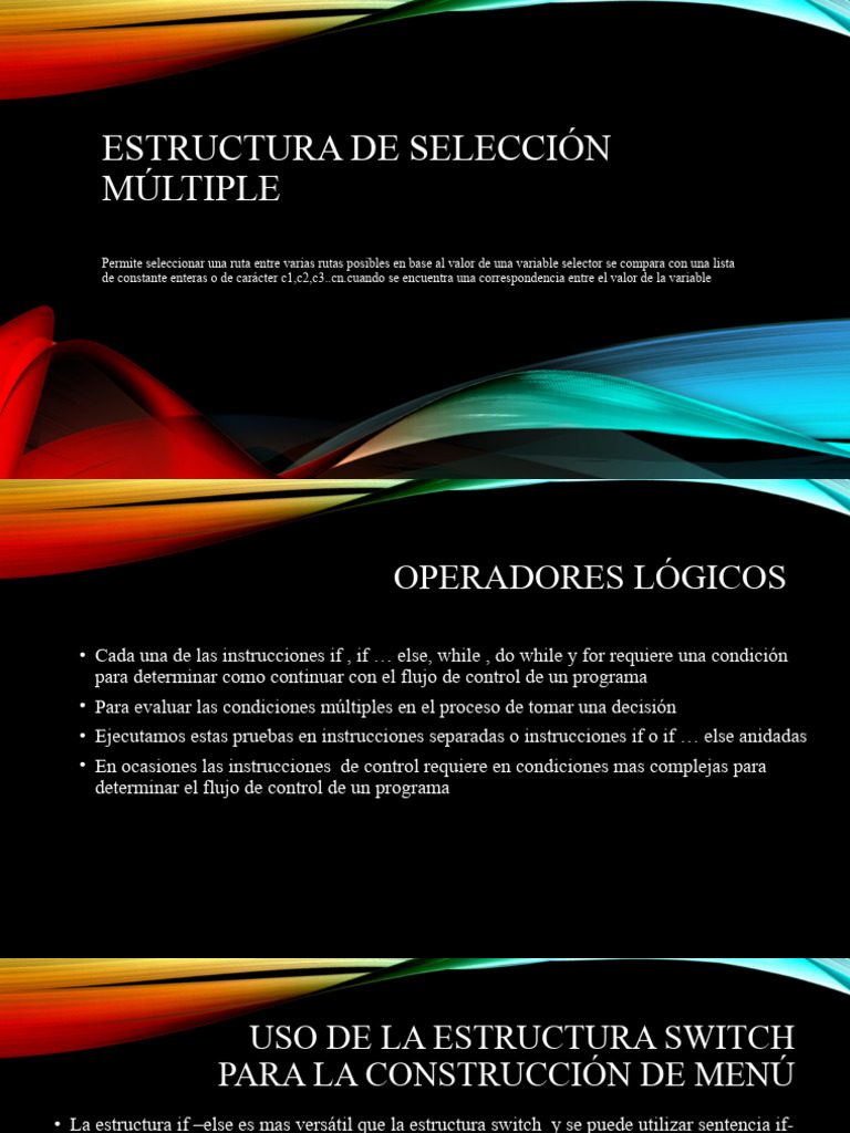 Estructura de Selección Múltiple | PDF | Flujo de control | Desarrollo ...