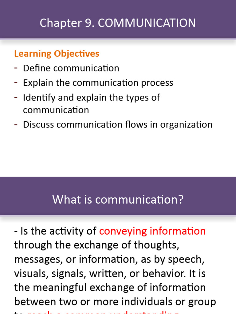 Chapter 9 - Communication | PDF | Communication | Information