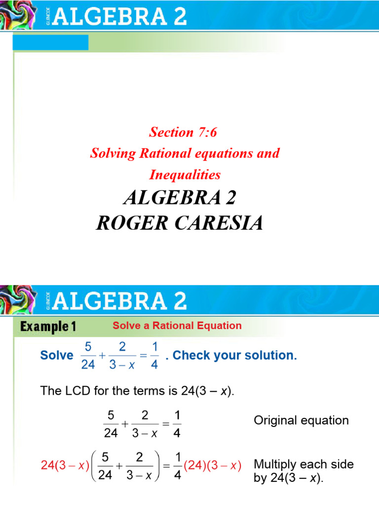 6a.-Solving Rational Equations and Inequalities | PDF
