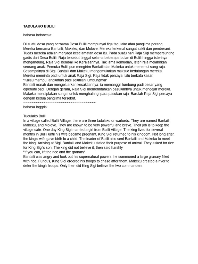Tadulako Bulili | PDF